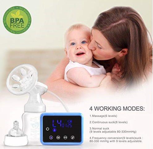 Dual Suction Electric Breastfeeding Pump Breast Massage with Full ...