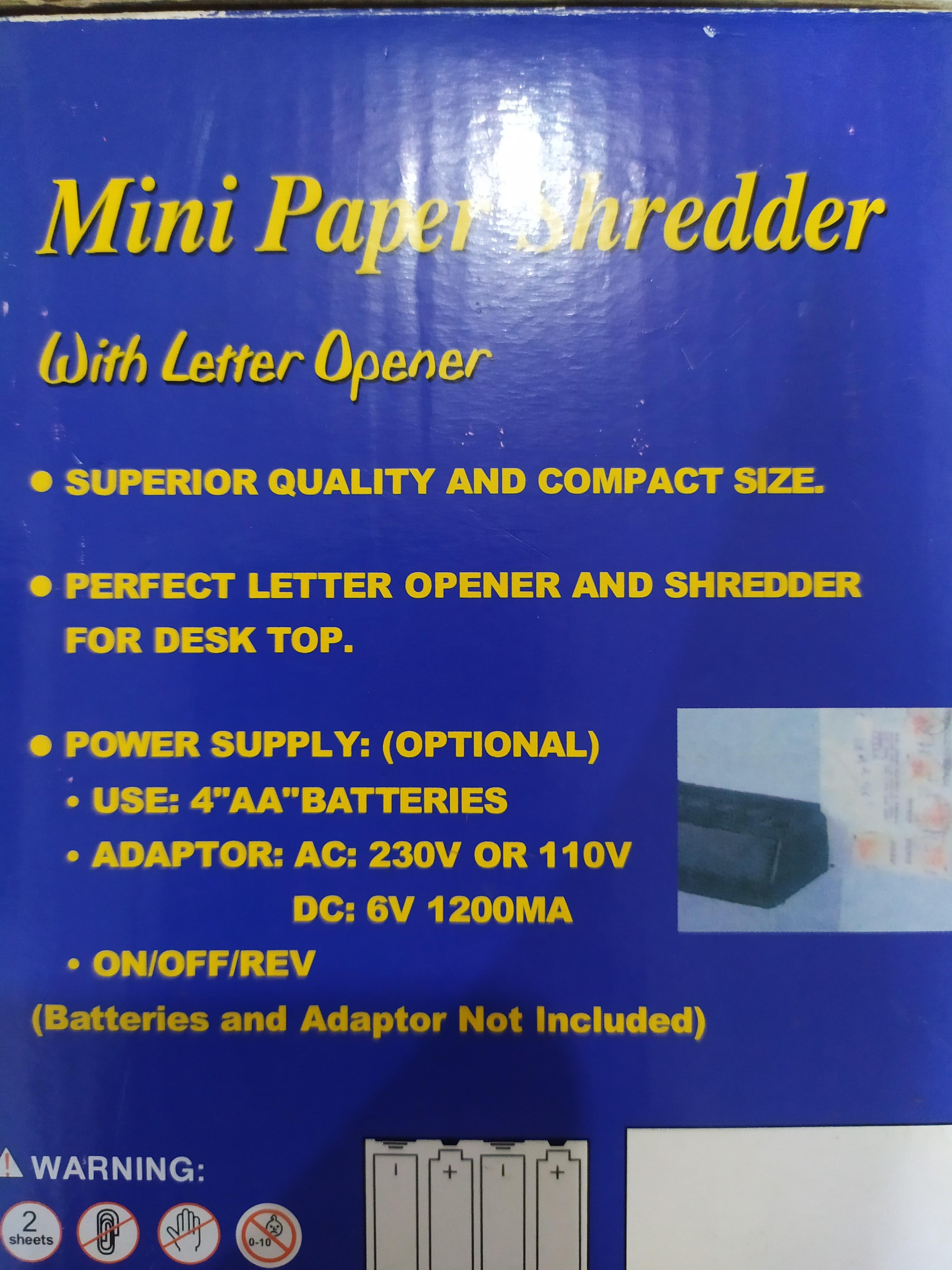 Mini Paper Shredder with letter opener Mesin alat penghancur kertas ...