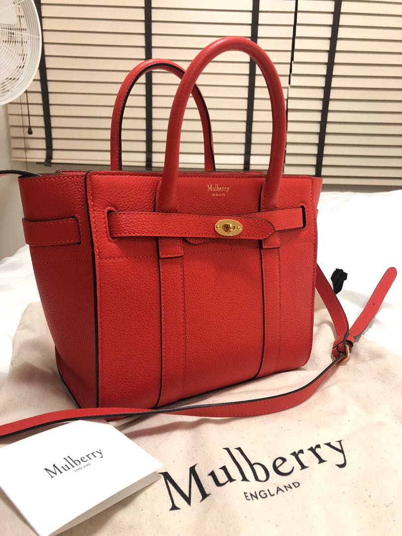 Mulberry Mini Zipped Bayswater (Mandarin Orange Small Printed Grain ...