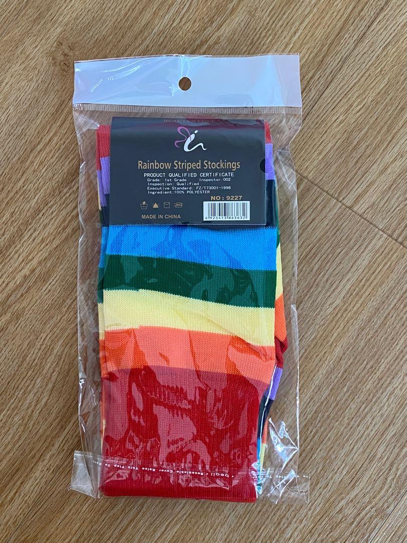 Rainbow Striped Stocking, Women's Fashion, Watches & Accessories, Socks ...