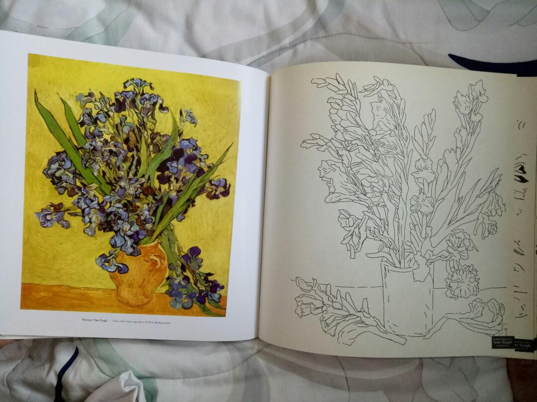 Vincent Van Gogh Adult Coloring Book (w/ colored illustrations ...