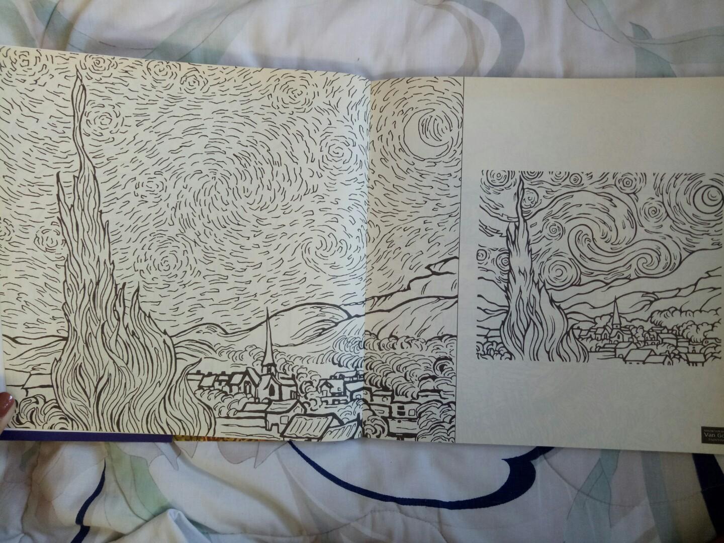 Vincent Van Gogh Adult Coloring Book (w/ colored illustrations ...