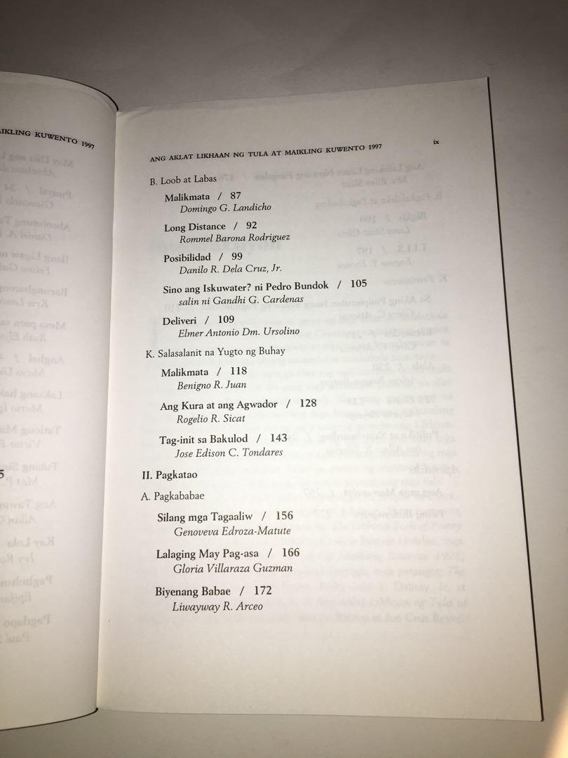 Ang Aklat Likhaan ng mga Tula at Maikling Kuwento, Hobbies & Toys ...