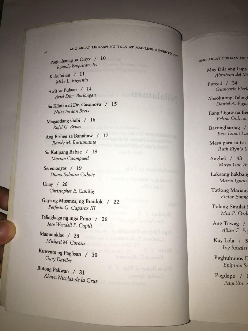 Ang Aklat Likhaan ng mga Tula at Maikling Kuwento, Hobbies & Toys ...