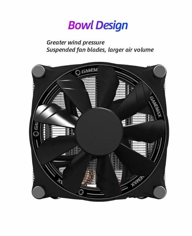 GAMEMAX GAMMA 300 RAINBOW CPU COOLER HSF HEAT SINK TOP FLOW INTEL AMD ...