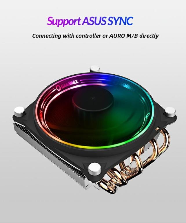 GAMEMAX GAMMA 300 RAINBOW CPU COOLER HSF HEAT SINK TOP FLOW INTEL AMD ...