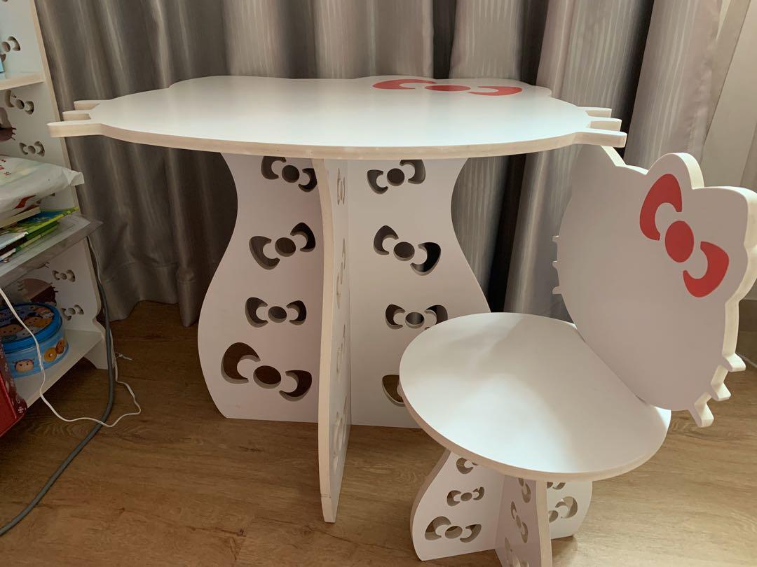 Hello kitty table & chair, Furniture & Home Living, Furniture, Tables ...