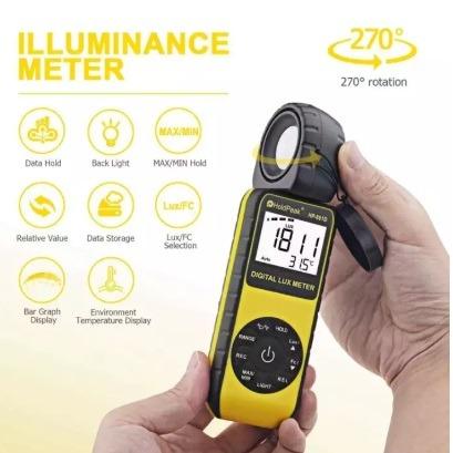 HoldPeak HP-881D New Digital LUX Meter 4000,000 LUX/FC Selection High ...