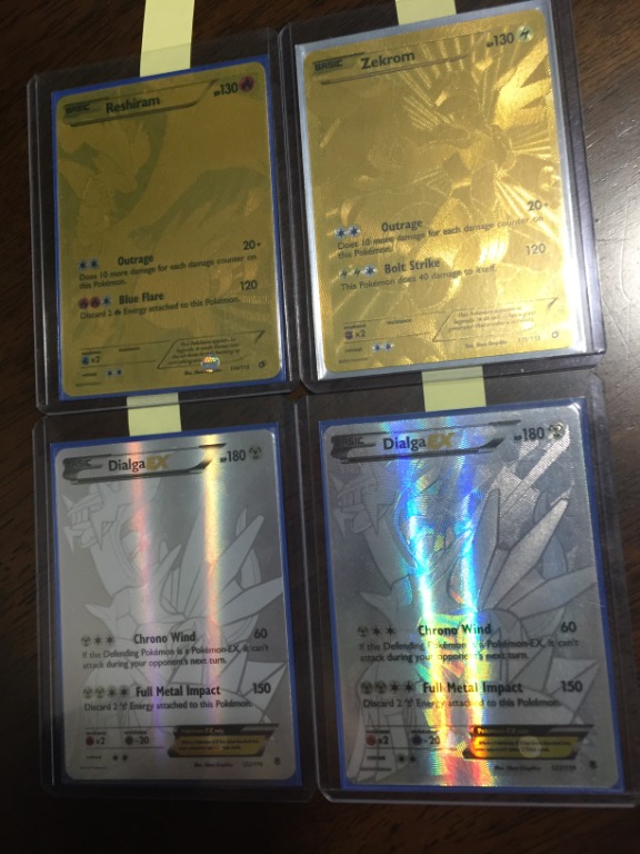 Silver Dialga/ Gold Reshi and Zek Pokemon Cards, Hobbies & Toys, Toys ...