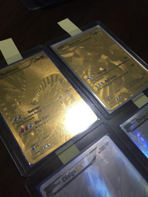 Silver Dialga/ Gold Reshi and Zek Pokemon Cards, Hobbies & Toys, Toys ...