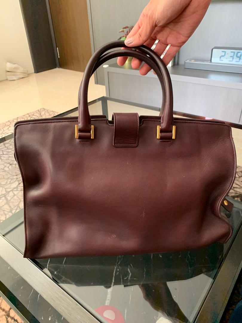 YSL large Cabas Bag Maroon, Luxury, Bags & Wallets on Carousell