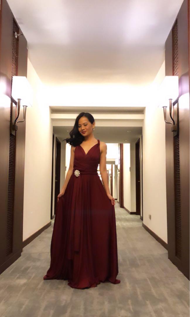 Maroon Infinity Dress, Women's Fashion, Dresses & Sets, Dresses on ...