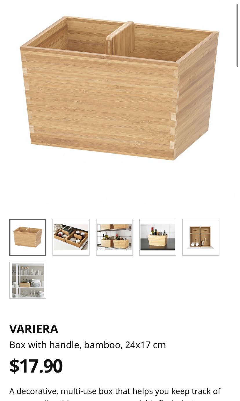 IKEA bamboo kitchen storage with handle, Furniture & Home Living ...
