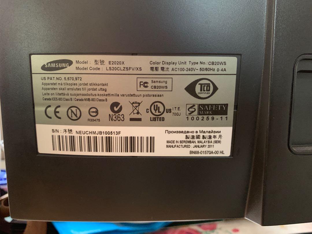 Samsung 20” Monitor E2020x, Computers & Tech, Parts & Accessories ...