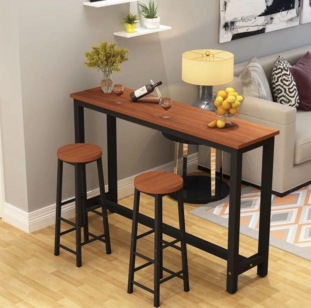 Bar table bar stool basic simple minimalist wood steel, Furniture ...