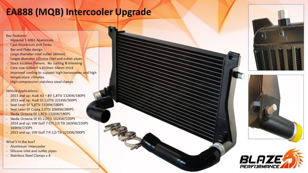 Blaze Performance Audi & VW MQB Intercooler, Car Accessories, Accessories on Carousell