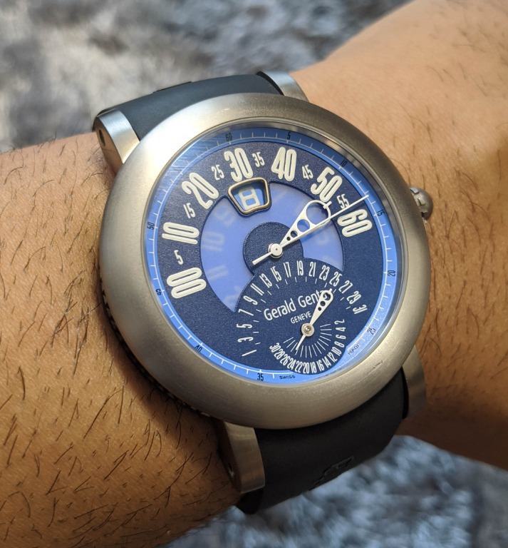 Gerald Genta Blue Bi-retro Titanium BSP.Y.80-2 (Recently Serviced ...