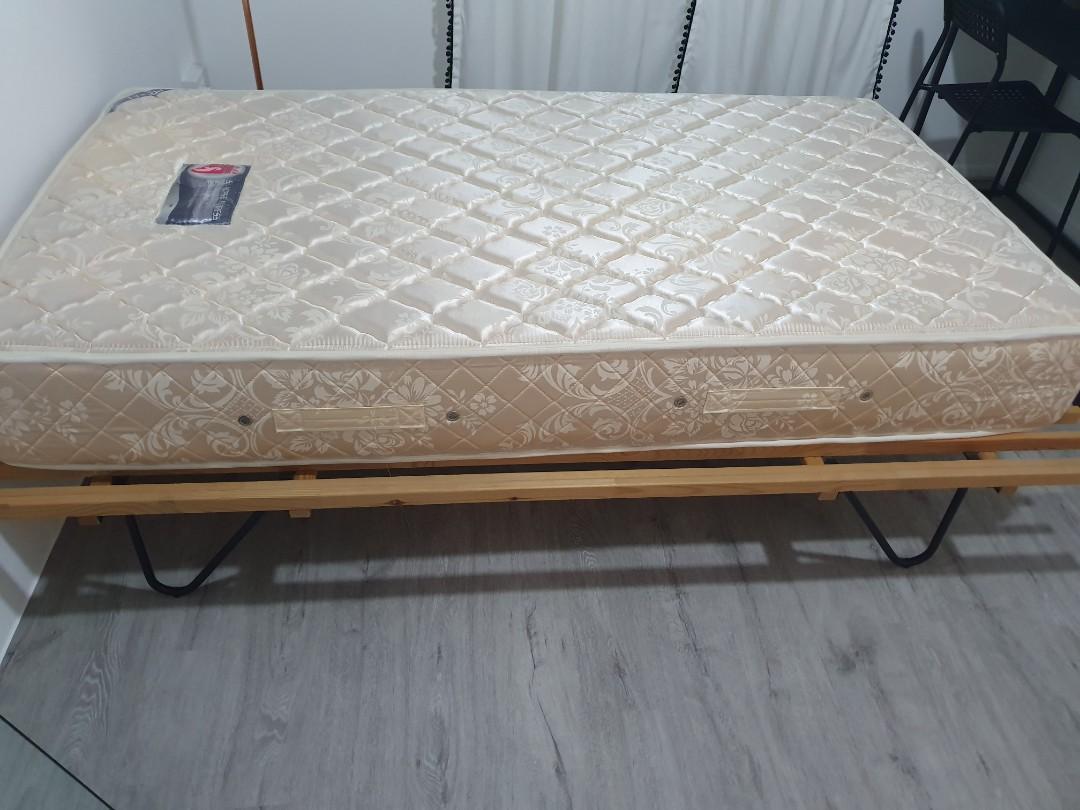 Super-single pocket spring mattress & bed frame, Furniture & Home ...