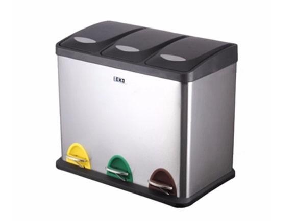 3 Compartment Type Trash Bin with Pedal, Furniture & Home Living ...