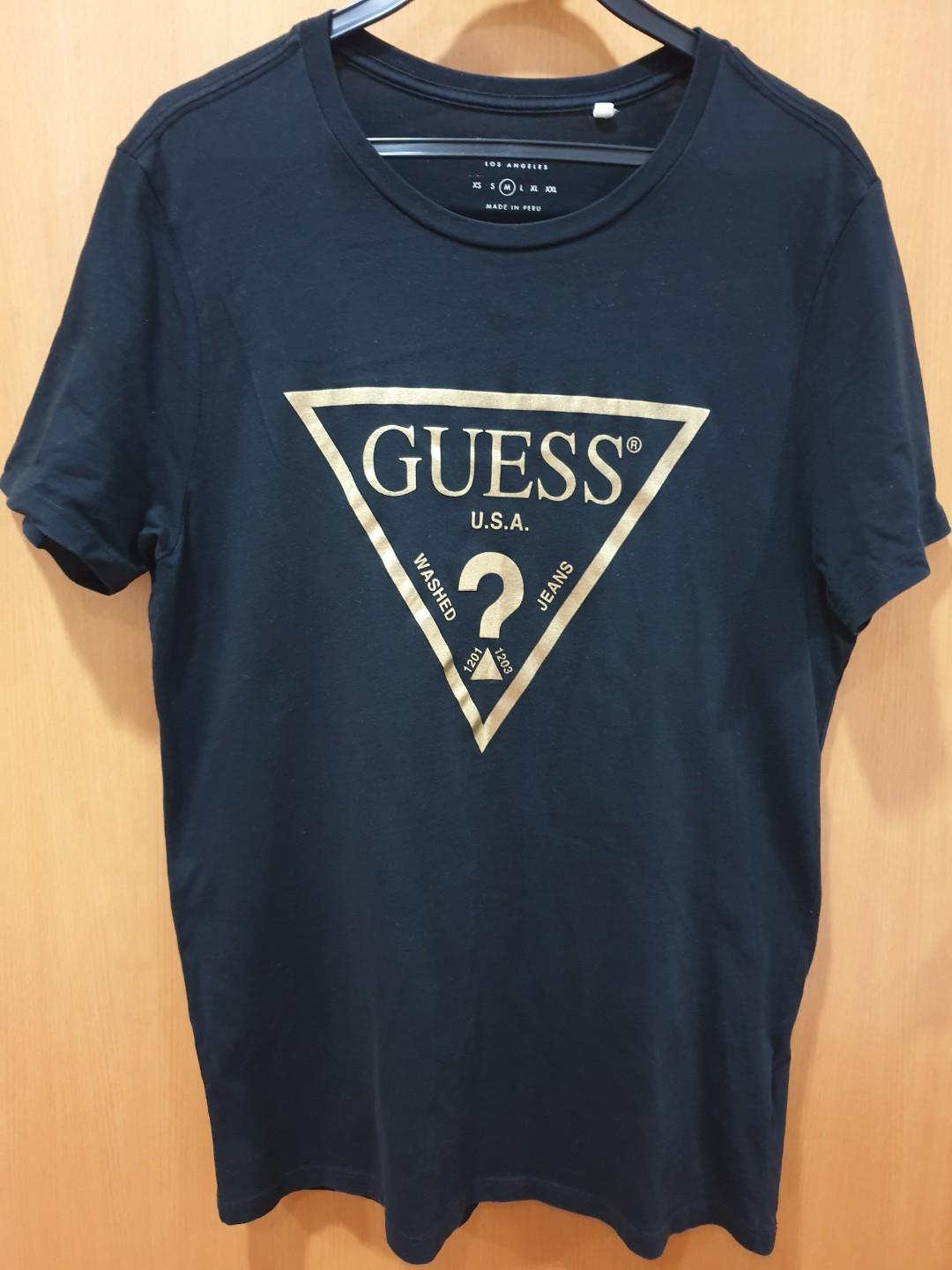 Guess original triangle logo T-shirt, Men's Fashion, Tops & Sets ...