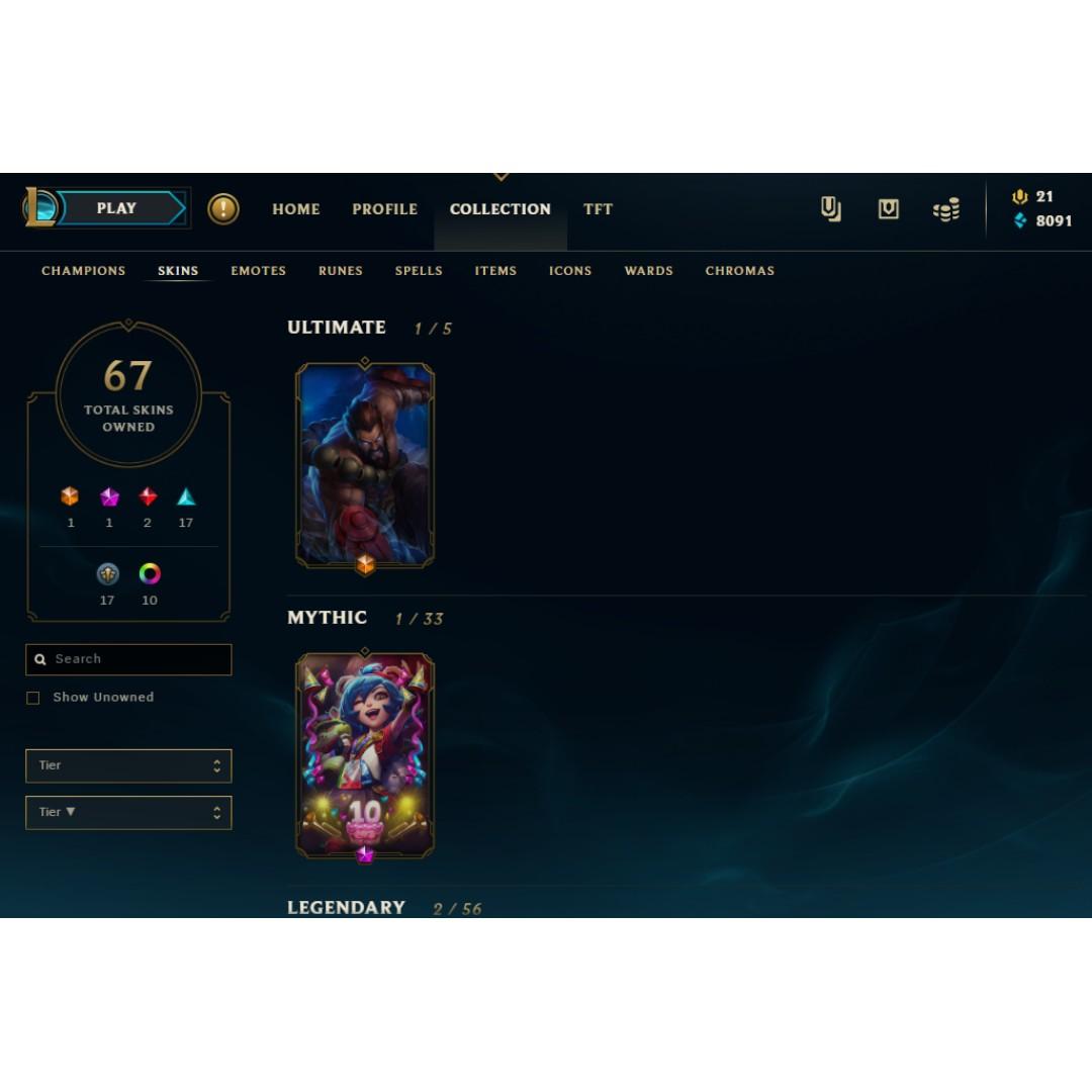 League of Legends Gold 3 Account | 107 Champions, Video Gaming, Gaming ...