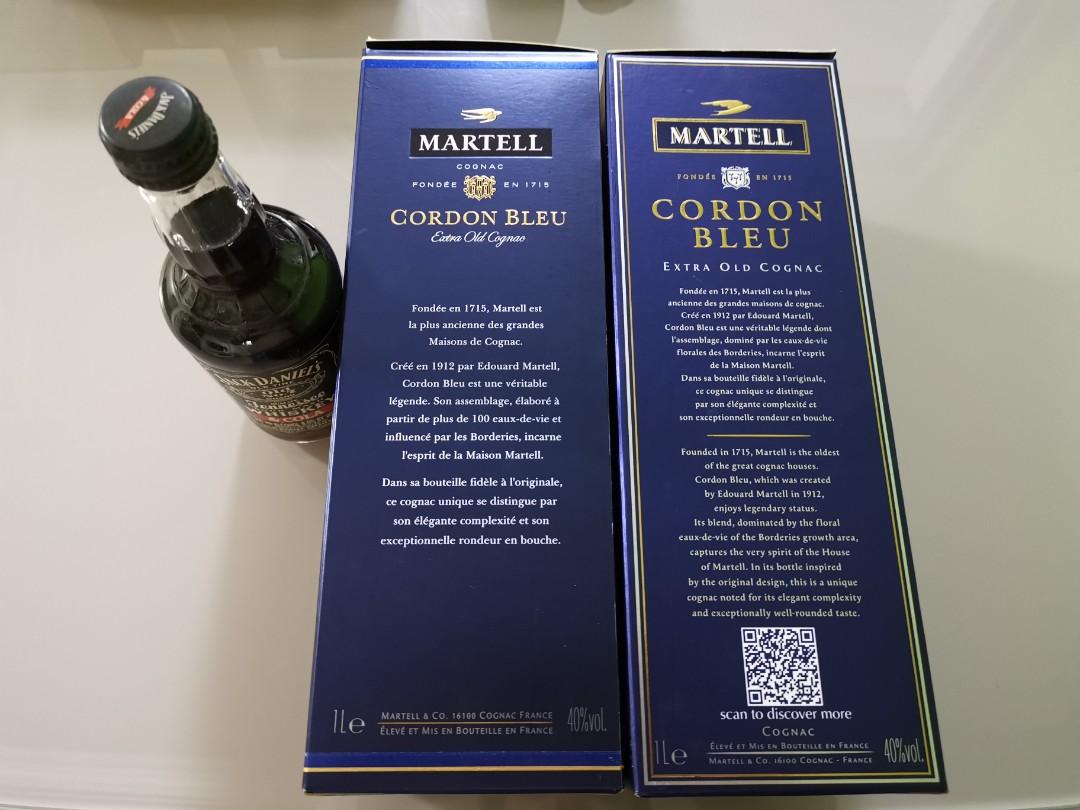 Martell Cordon Bleu 1L Jack Daniel's whiskey cola 300 tricentenaire ...