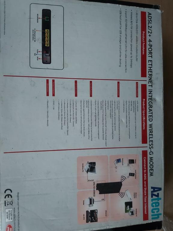 Ethernet Integrated Wireless-G Modem Aztech ADSL2/2+4Port @ P1800 Each ...
