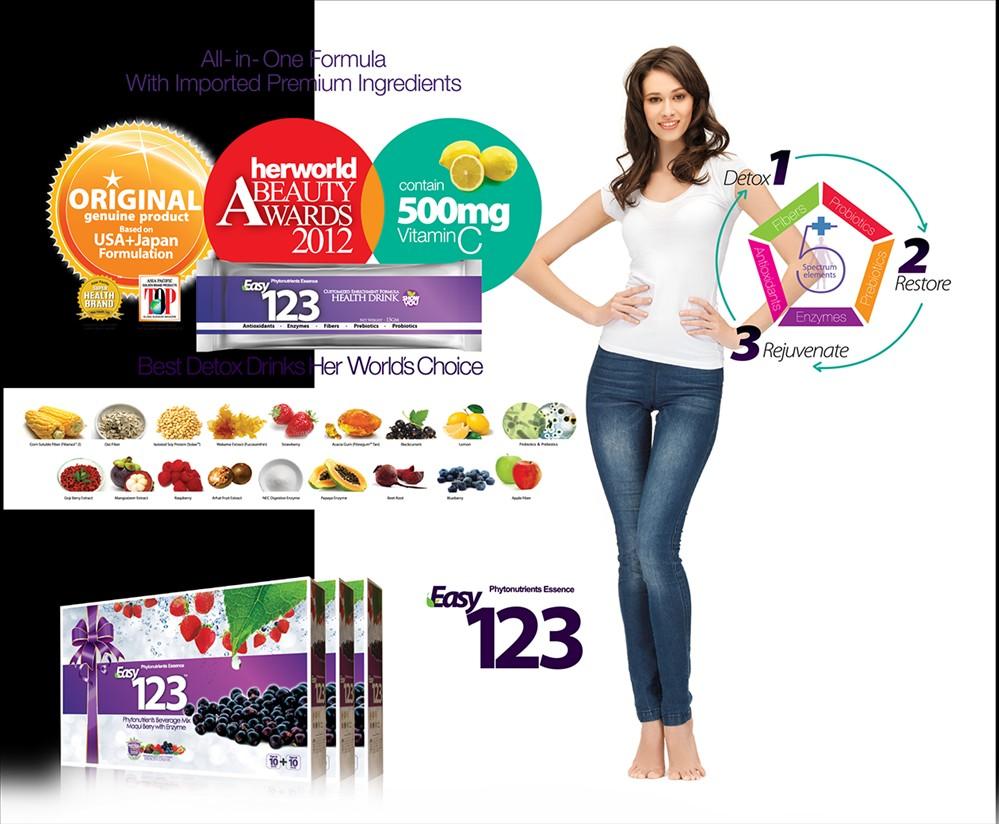 Easy 123 30-day Detox Plan (15g x 10), Health & Nutrition, Health ...
