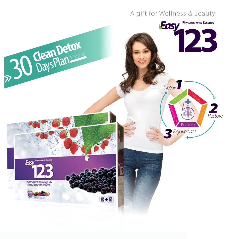 Easy 123 30-day Detox Plan (15g x 10), Health & Nutrition, Health ...