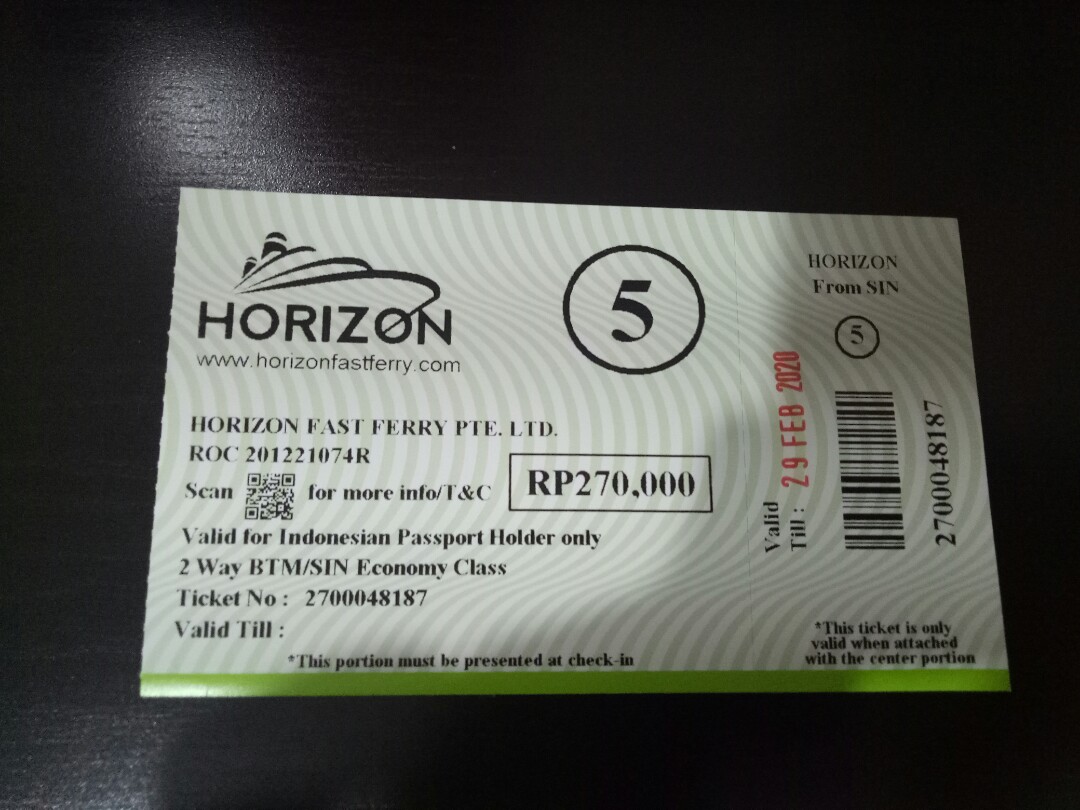 HORIZON FERRY TICKET, Tickets & Vouchers, Event Tickets on Carousell