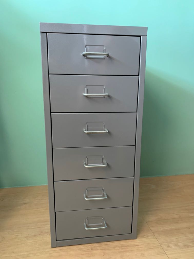 IKEA Helmer Metal Drawer Unit in Grey, Furniture & Home Living ...