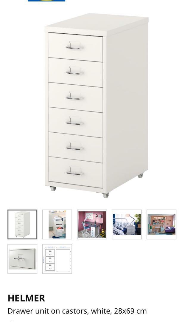 IKEA Helmer Metal Drawer Unit in Grey, Furniture & Home Living ...