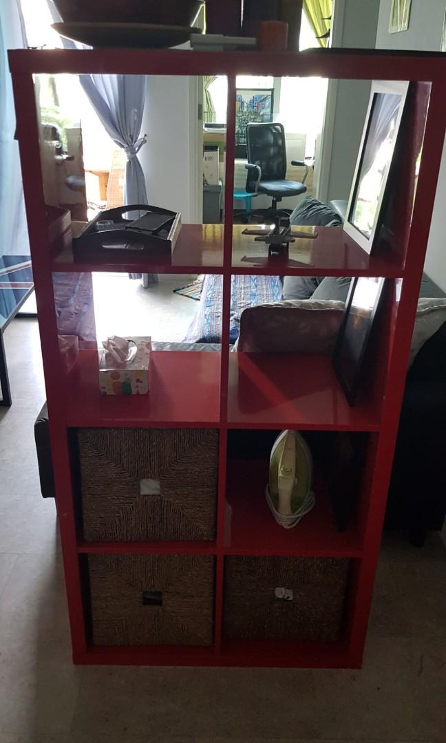 IKEA KALLAX shelving unit, red, Furniture & Home Living, Furniture ...