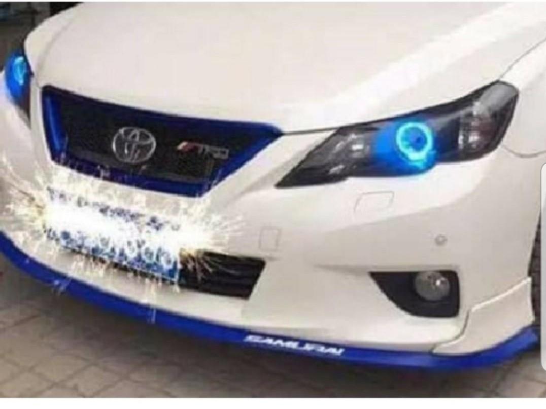 New! Samurai Car Front Bumper / Side Rubber Lip (Black Colour with blue ...