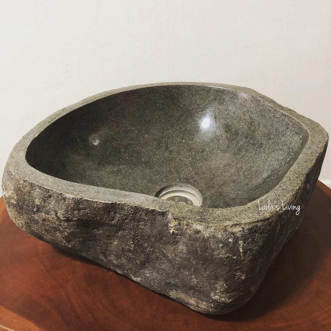 rustic natural river stone sink, Furniture & Home Living, Bathroom ...
