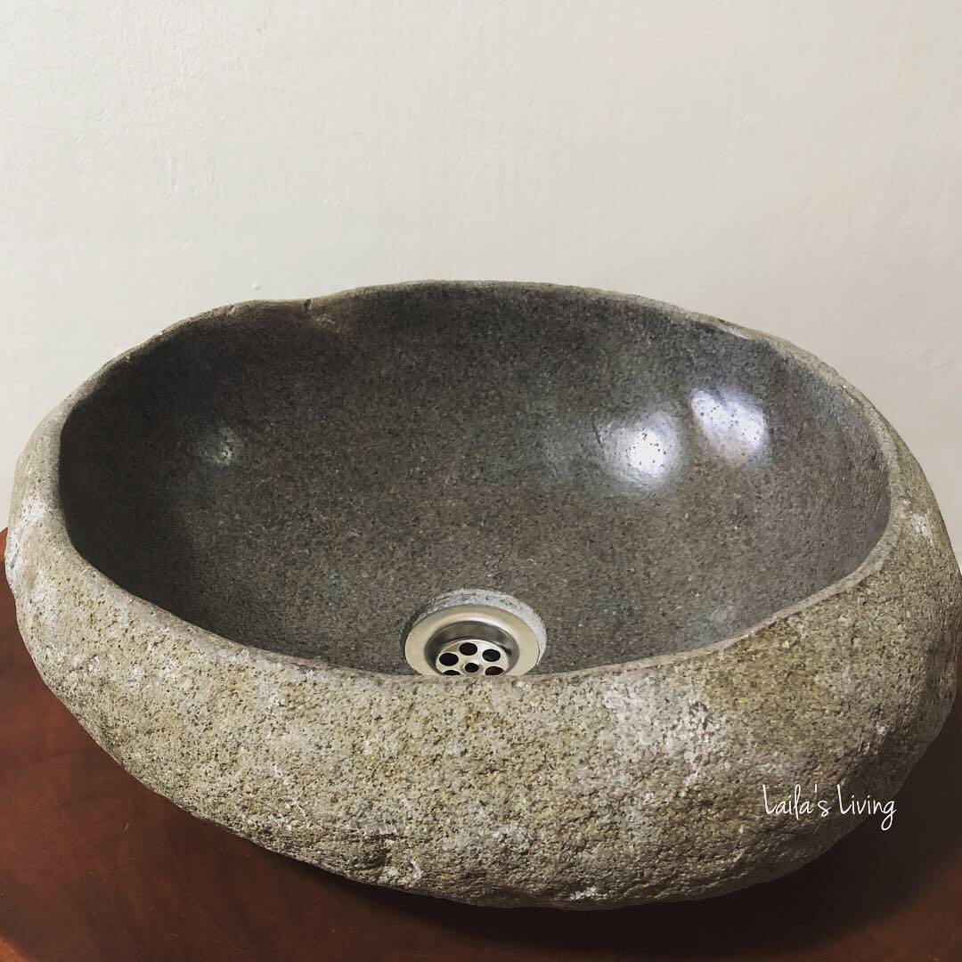 rustic natural river stone sink, Furniture & Home Living, Bathroom ...