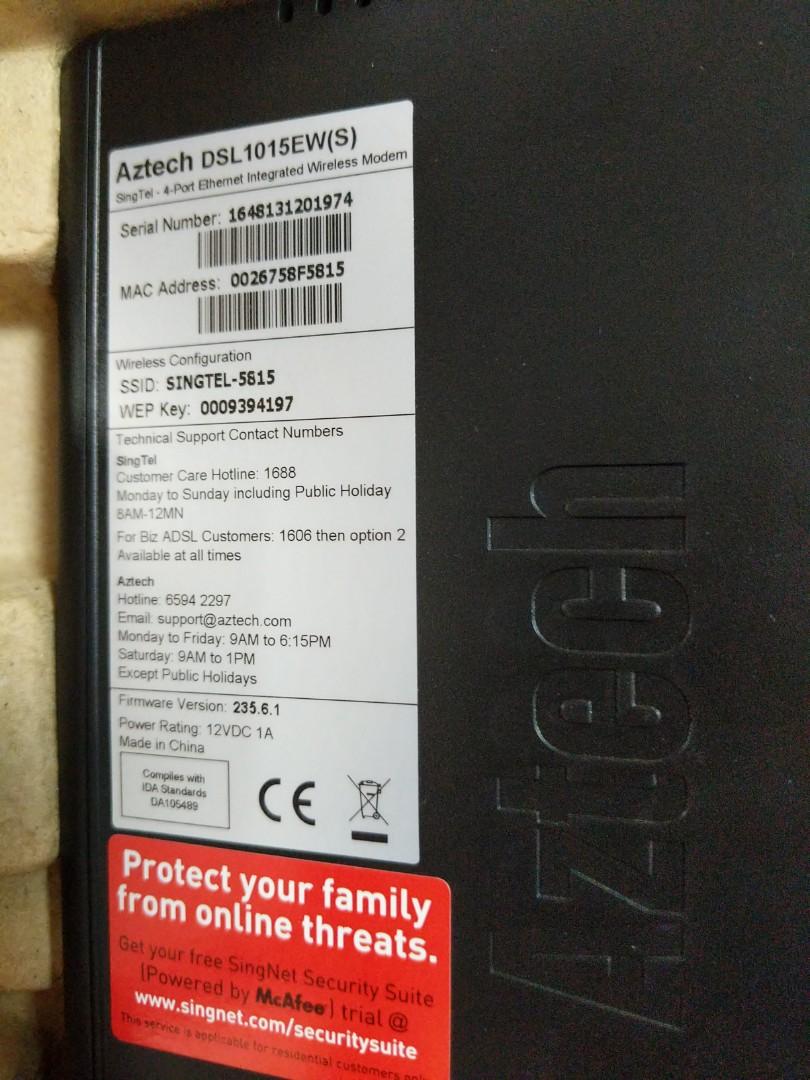 Aztech modem 4 port ethernet dsl1015ews, Computers & Tech, Parts ...