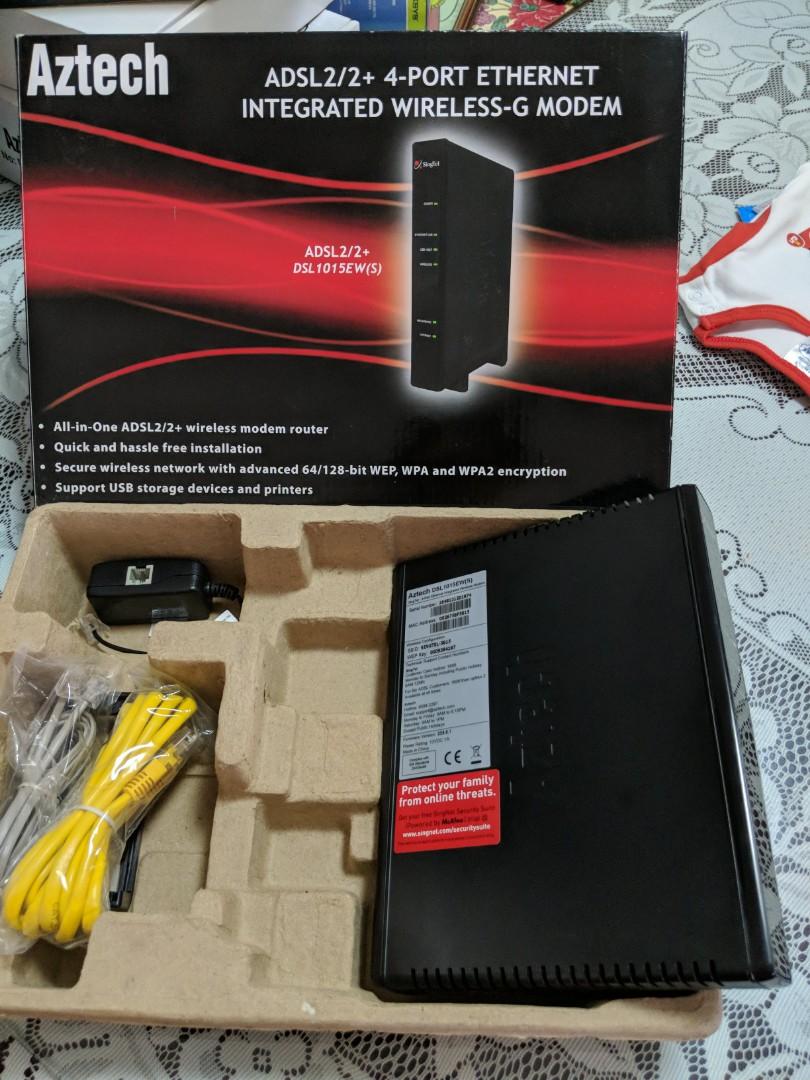 Aztech modem 4 port ethernet dsl1015ews, Computers & Tech, Parts ...