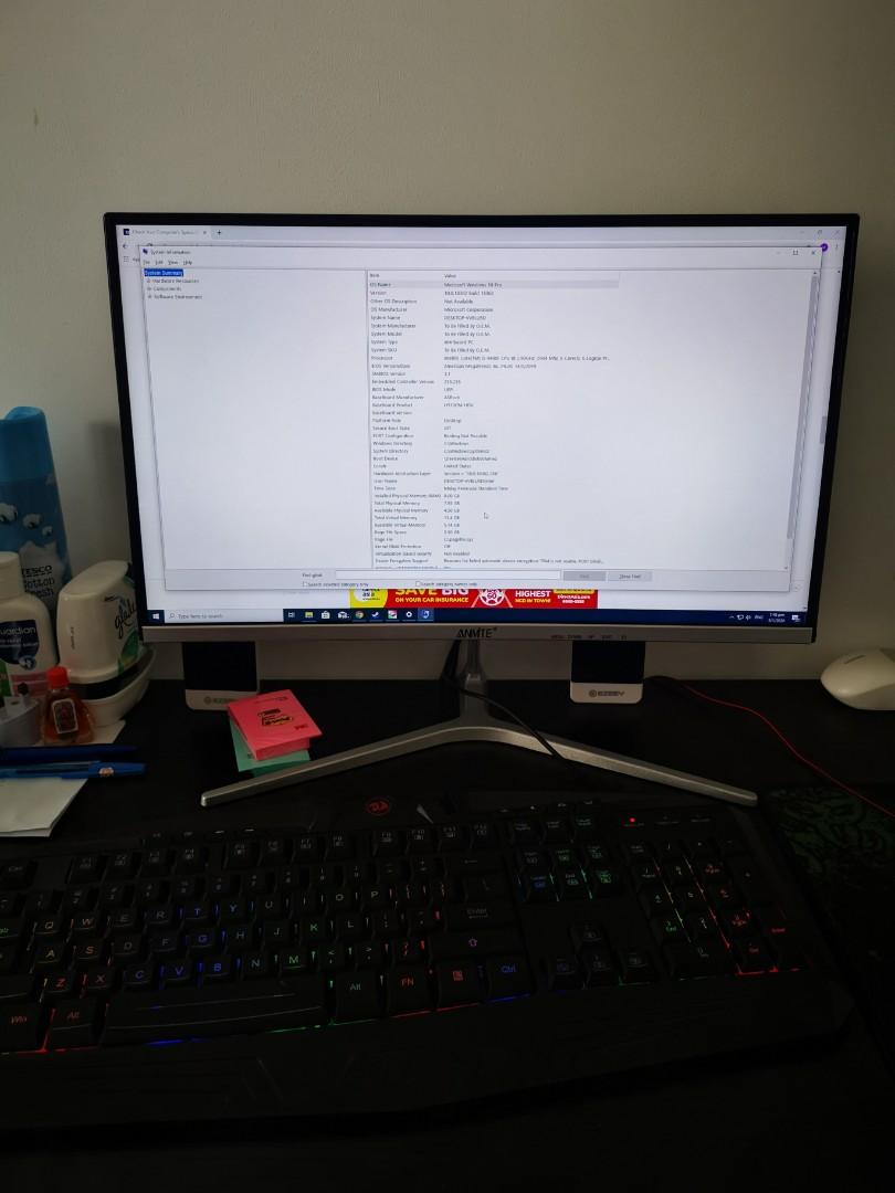 Basic gaming desktop with 24 in monitor gaming keyboard, Computers ...
