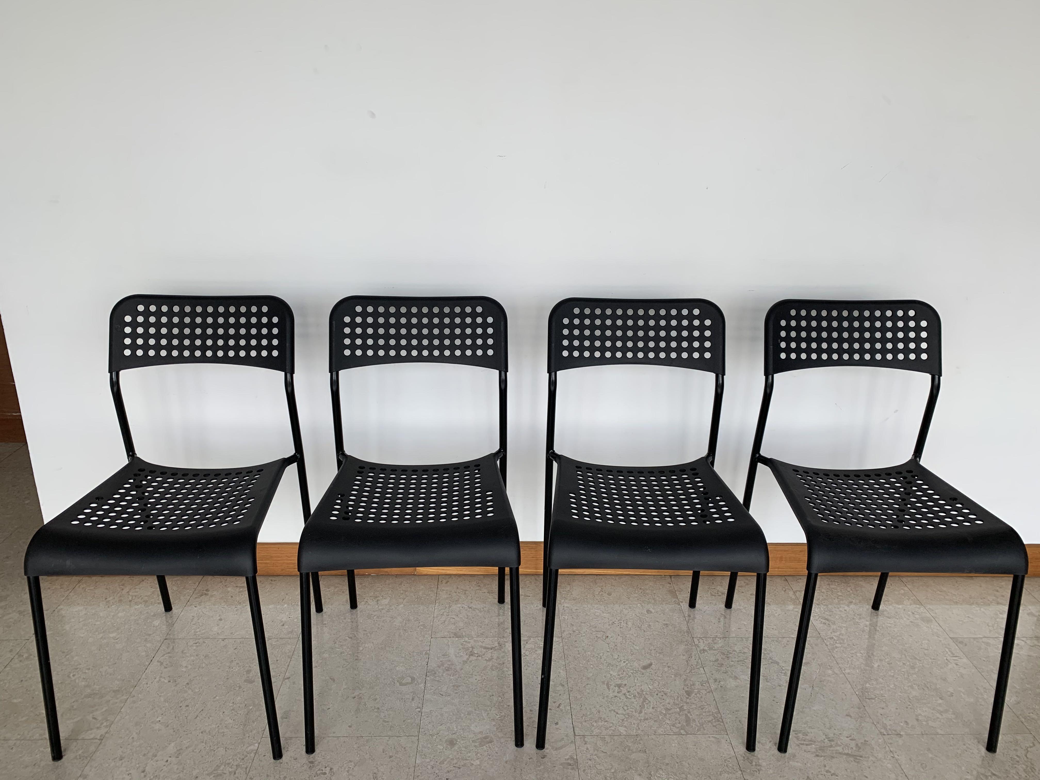 IKEA Dining table with 4 chairs - Black, Furniture & Home Living ...