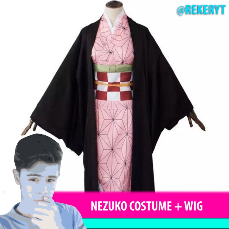 NEZUKO FULL COSPLAY (Costume and Wig) Kimetsu no Yaiba Demon Slayer ...