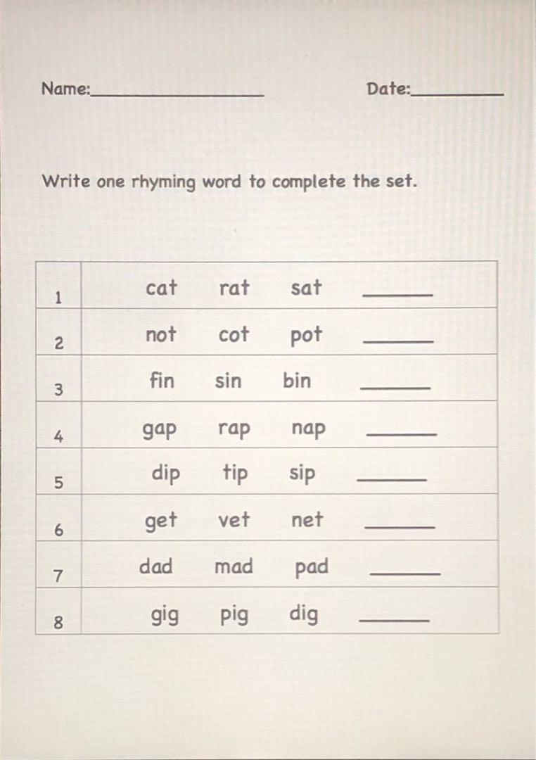 Phonics activity sheet for preschool & kindergarten - fill in the ...