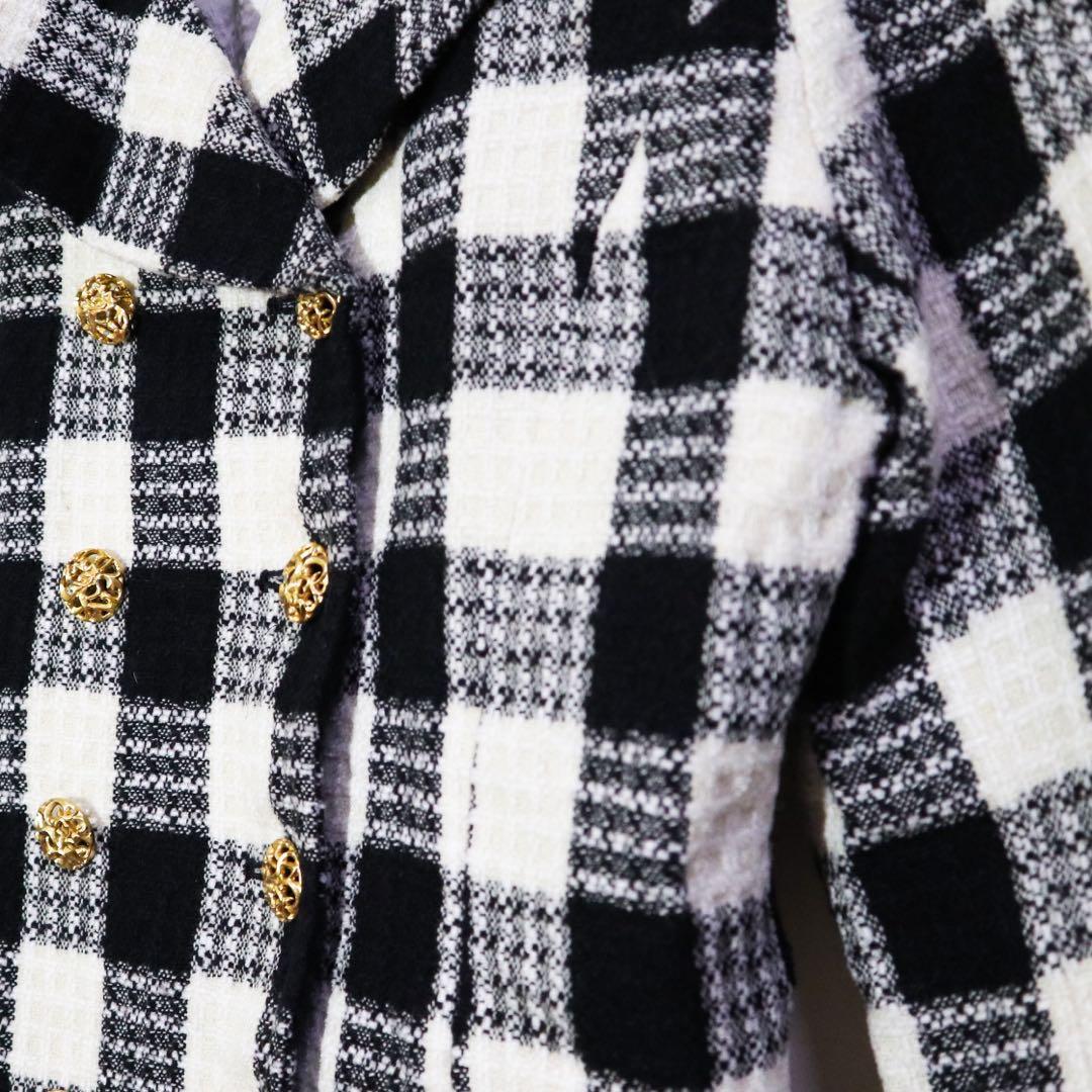 Tweed Black and White Checkered Jacket, Women's Fashion, Coats, Jackets ...