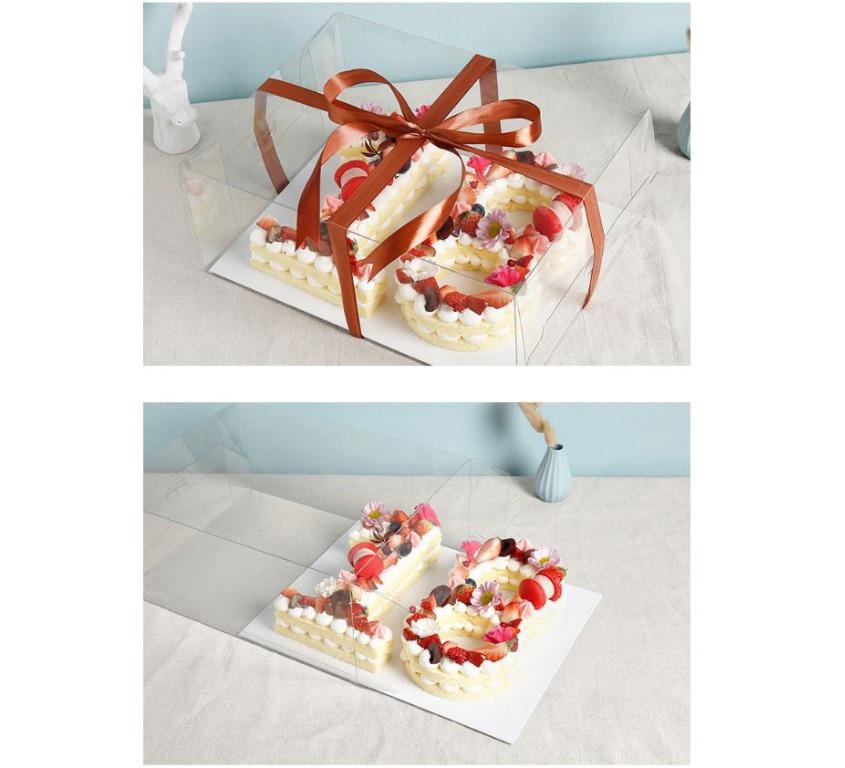 Long rectangle gift packaging cake box - number cake box transparent ...