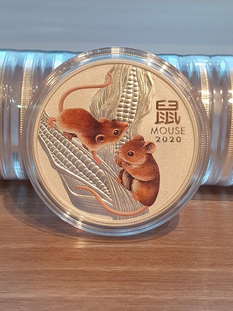 2020 Perth Mint Lunar Series III Mouse colored 1 oz silver coin, Women ...