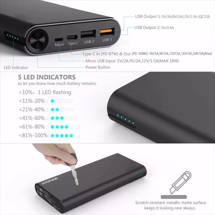 Airdroptech 20000mAh 100W PD Type C Power Bank, Mobile Phones & Gadgets ...
