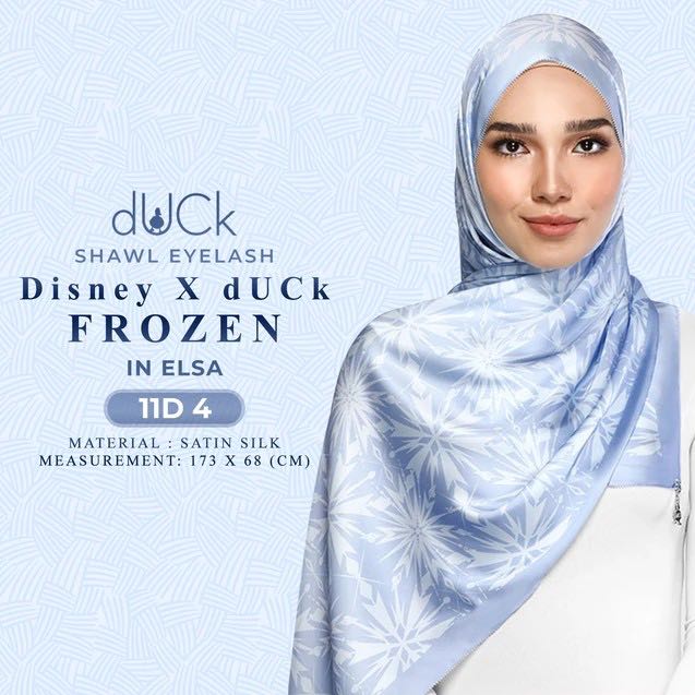 Disney x Duck Frozen Shawl, Women's Fashion, Muslimah Fashion, Hijabs ...