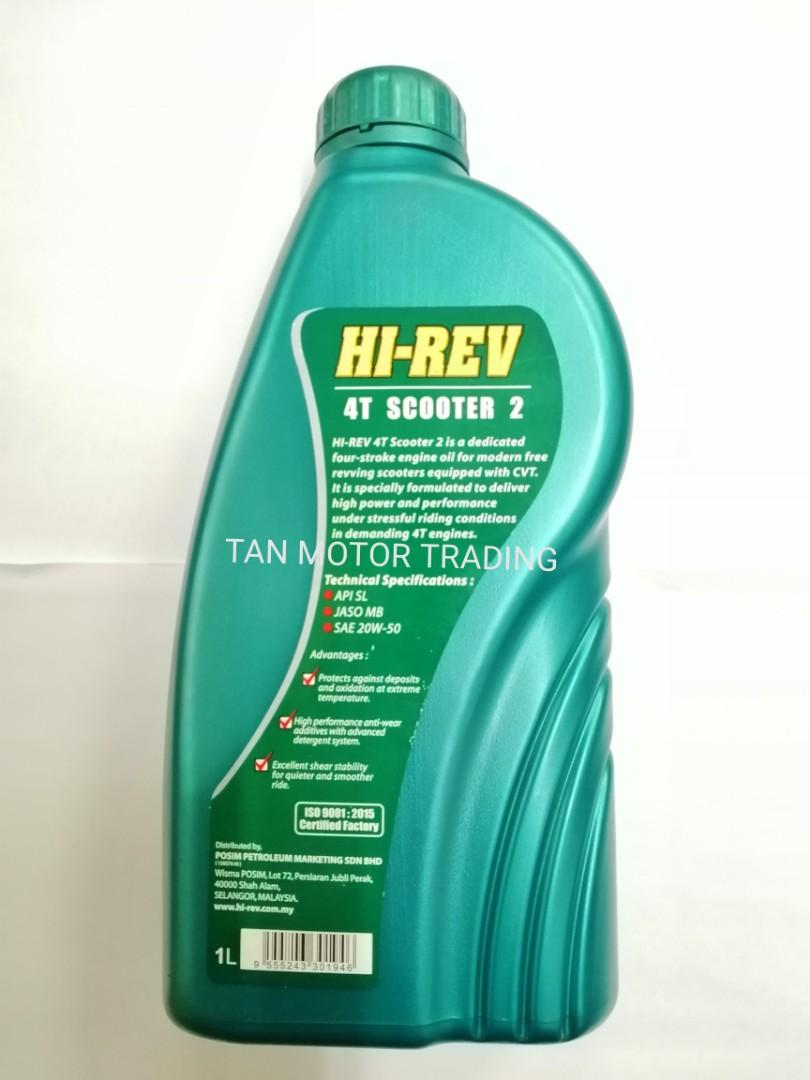 Hi-rev 4T Oil sae 20w-50 Motorcycle Oil, Auto Accessories on Carousell