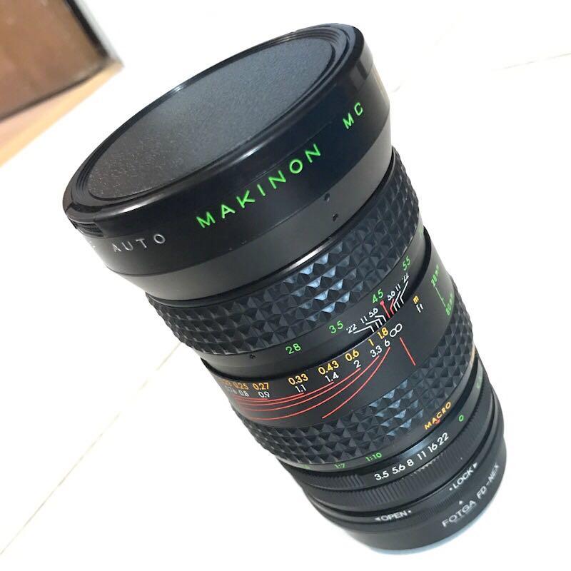 Vintage FD lens Makinon 28-80mm f/3.5 with e-mount adapter, Photography, Lens & Kits on Carousell