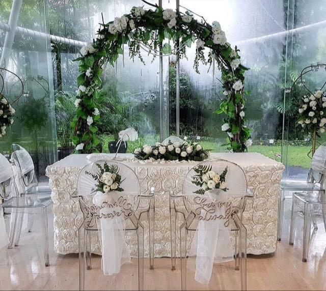 Wedding solemnisation decor floral arch, Hobbies & Toys, Stationery ...